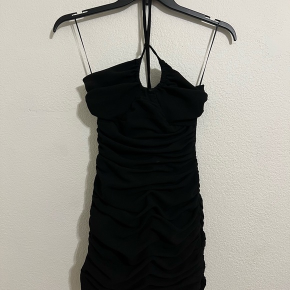 Zara | Dresses | Zara Black Ruched Halter Bodycon Dress | Poshmark